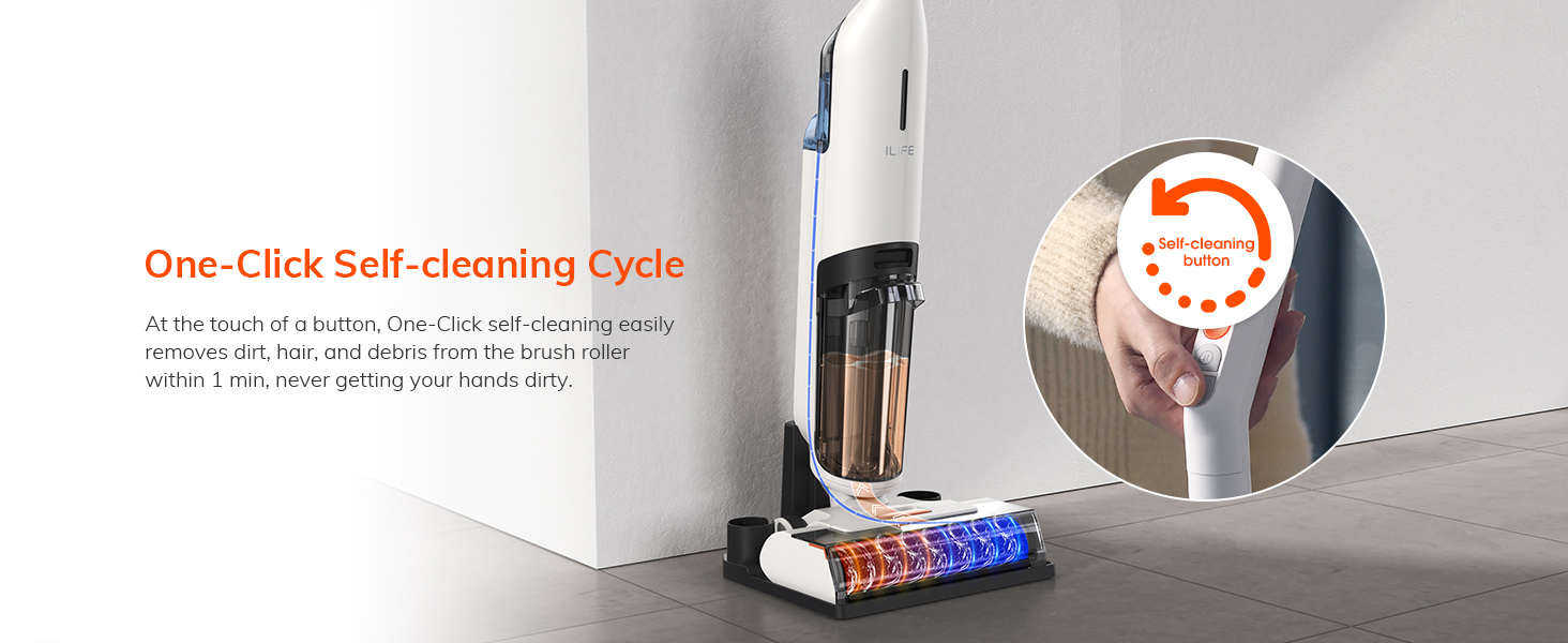 ILIFE W90 Aspiradora inalámbrica en seco húmedo, todo en uno, limpiadora de suelos de madera ...