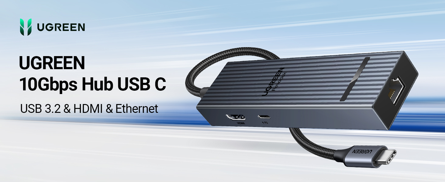 UGREEN Revodok 6 en 1 USB C Hub Adaptador Gigabit Ethernet con 4K 60Hz HDMI, 100W PD de Carga ...