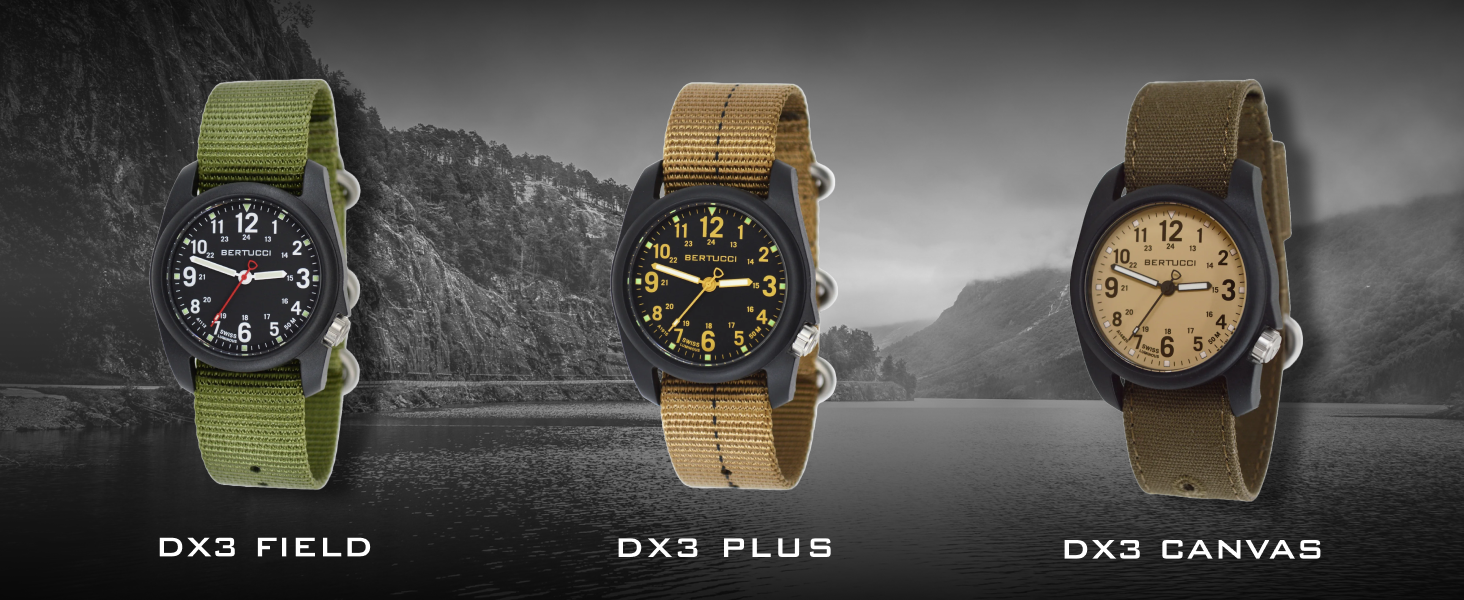 Amazon.com: BERTUCCI DX3 Field Watch| Olive Dial and Forest Nylon Band | Matte Finish | 4 Year ...