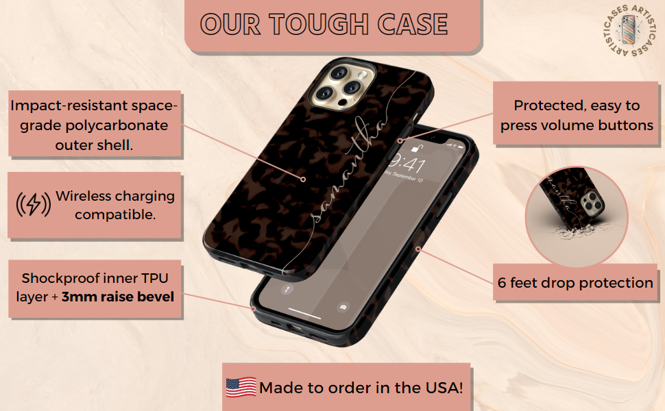 Amazon.com: Artisticases Custom Calligraphy Name Tortoiseshell Tort Personalized Monogram Case ...