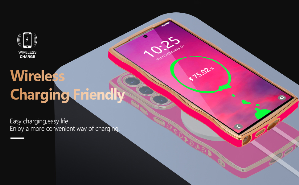 Amazon.com: LCHULLE for Samsung Galaxy S24 Ultra Case for Women Girls, Cute Wave Frame Curly ...