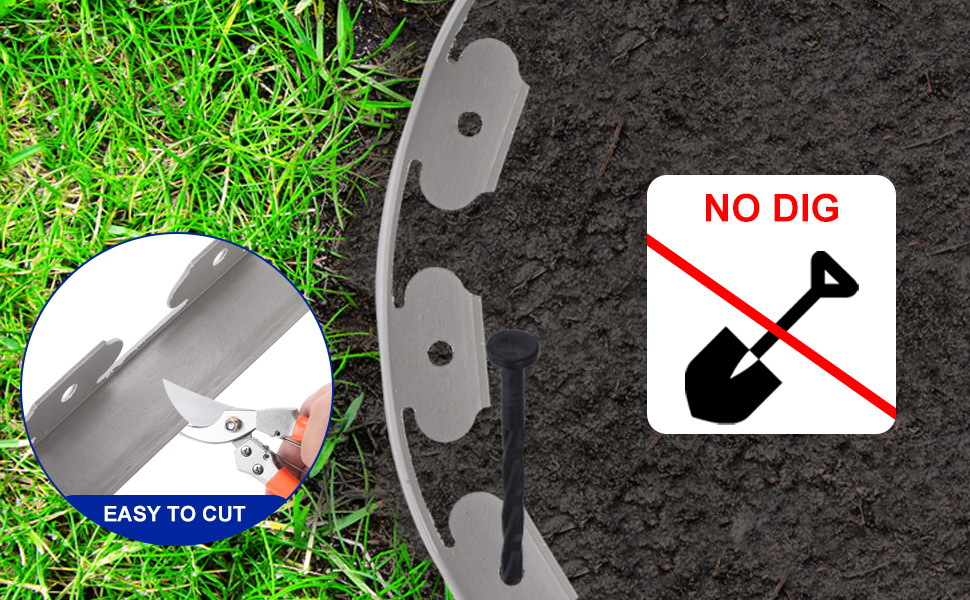 Amazon.com : PATIKIL 33Ft Landscape Edging Border, No Dig Garden Edging Kit with 30Pcs Stakes ...