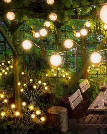 TYUWGMS Solar Outdoor Lights, Solar Firefly Lights Garden Lights Outdoor Waterproof, Firefly ...