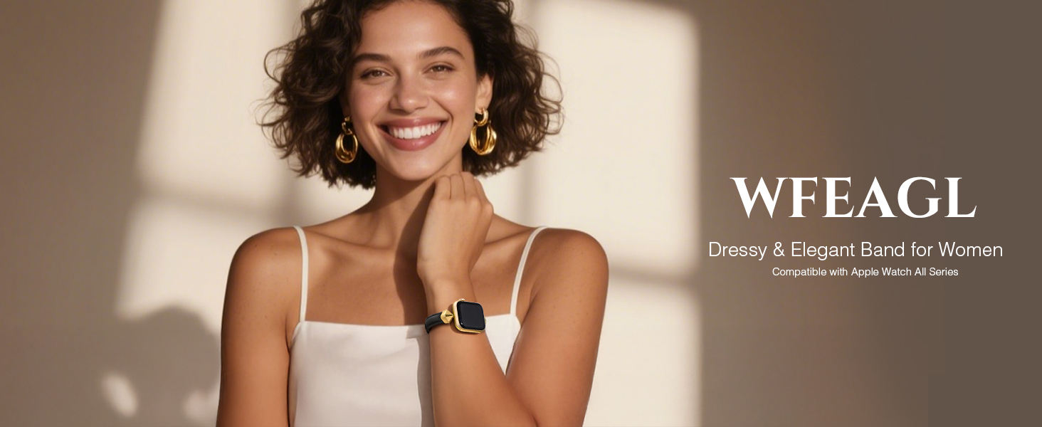 Amazon.com: WFEAGL Leather Band Compatible with Apple Watch Bands Women 38mm 40mm 41mm 42mm ...