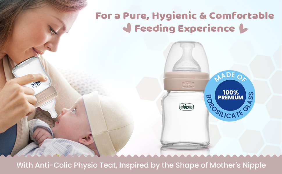 Buy Chicco Well-Being Glass Feeding Bottle (240ml, Medium Flow) (Neutral) Online at Low Prices ...