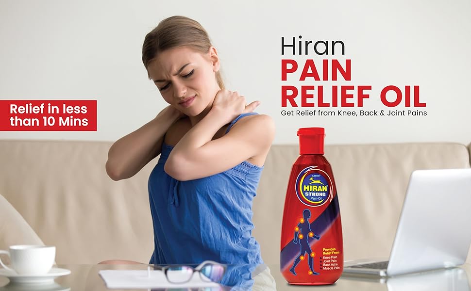 Buy Hiran Strong Pain Relief Oil, 40ml Bottles, Pack of 3, for Joint Pain, Back Ache and Muscle ...