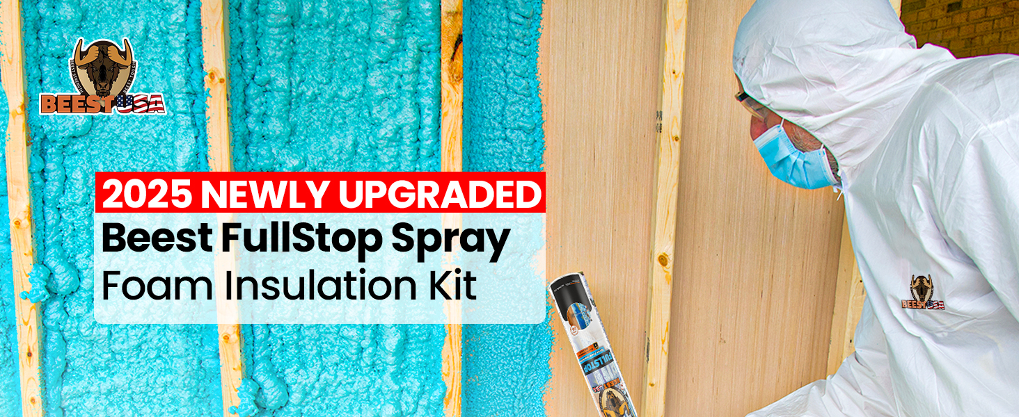 Amazon.com: BEEST FullStop Spray Foam Insulation Kit for Walls and Attic - 240 Board ft/sq.ft ...
