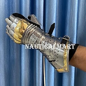 Amazon.com: Medieval Articulated Gauntlets with Brass Accents Gothic ...