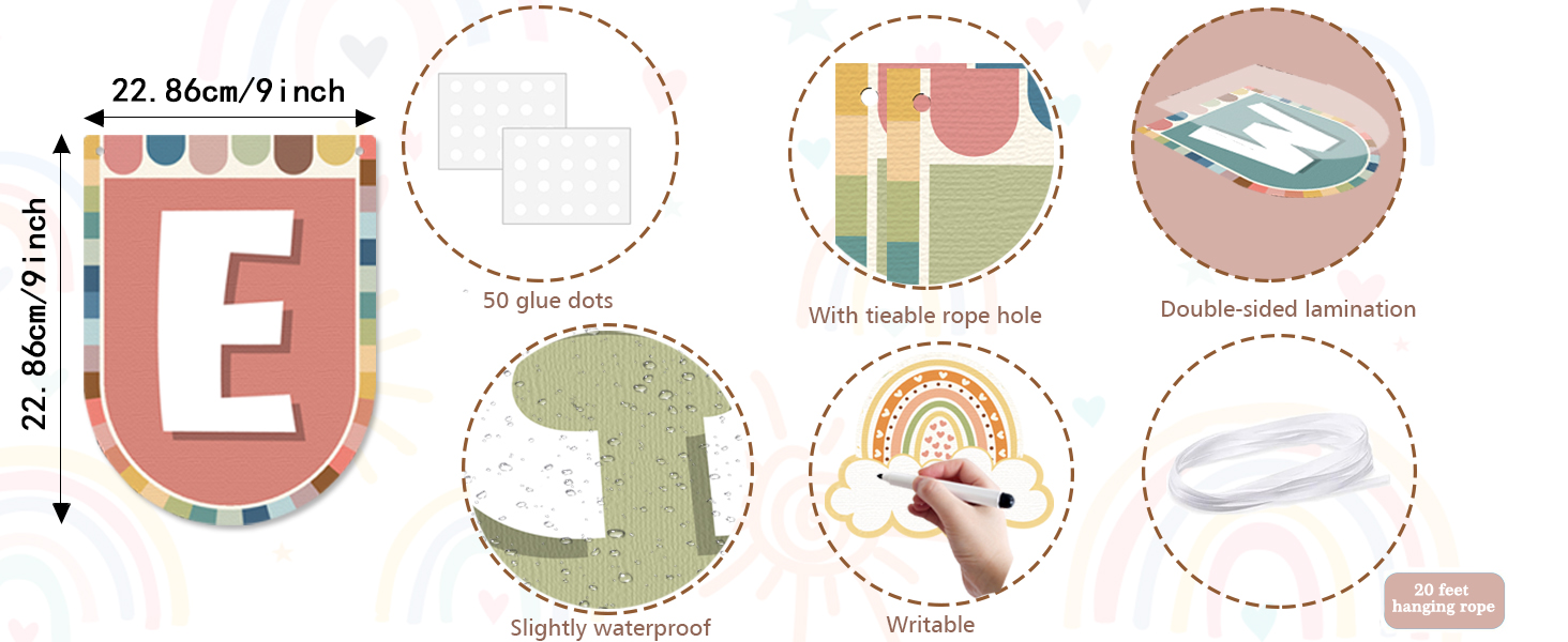 Amazon.com: 35 Pieces Welcome Bulletin Board - Bohemian Classroom Flags ...