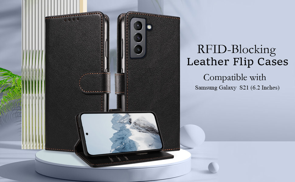 Amazon.com: JanCalm for Samsung Galaxy S21 Case Wallet,RFID Blocking Phone Flip Cases,[Card ...