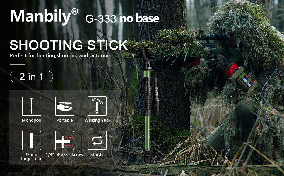 Amazon.com: Manbily Monopod Shooting Stick for Hunting, Aluminum Stand with U Shaped Rest Head ...
