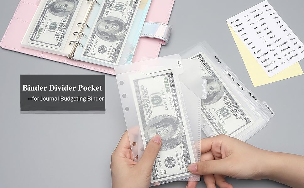 Amazon.com : 2 Sets 6 Tabs Cash Envelope for Personal A6 Budget Sheet Pockets Folder, Loose Leaf ...