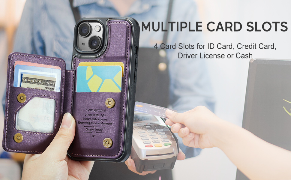 Amazon.com: Vinich for iPhone 15 Wallet Case with Card Holder, RFID Blocking for iPhone 15 Case ...