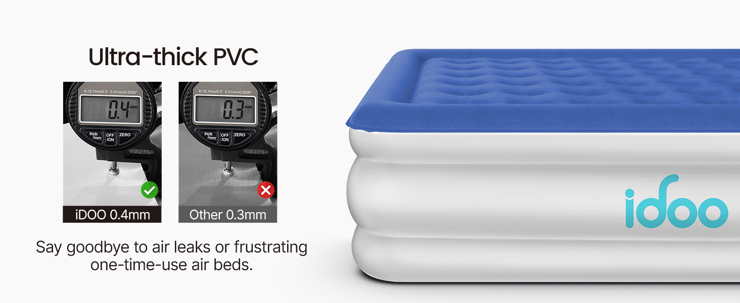 iDOO Twin Air Mattress with Built in Pump, Luxury Double High Inflatable Mattress for Camping ...
