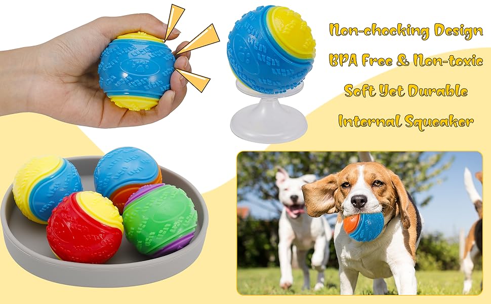 6Pack Squeaky Dog Toys Balls for Training Puppy Pet Chew Toys Teething Balls Jolly Ball for Dogs ...