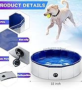 Amazon.com: StarOcean Foldable Dog Pool, Kiddie Pool Hard Plastic Pool for Kids, Swimming Pool ...