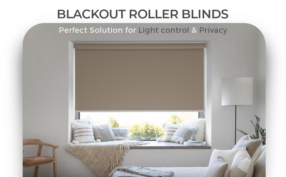 HIPPO 100% Blackout Roller Blinds for Windows UV Protection, Waterproof, Room Darkening, Corded ...