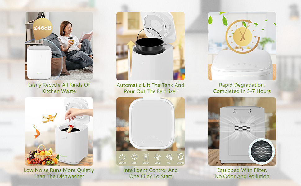 Amazon.com : Automatic Compost Bin Electric Compost Bin for Kitchen, 3L ...