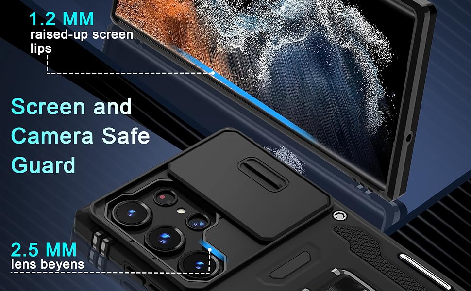 Amazon.com: DEERLAMN Case for Samsung Galaxy S23 Ultra with Slide Camera Cover,Rotated Ring ...