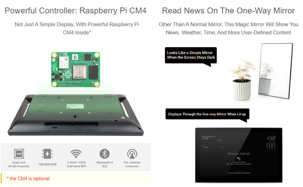 Amazon.com: waveshare Mini-Computer Powered by Raspberry Pi CM4, 13 ...