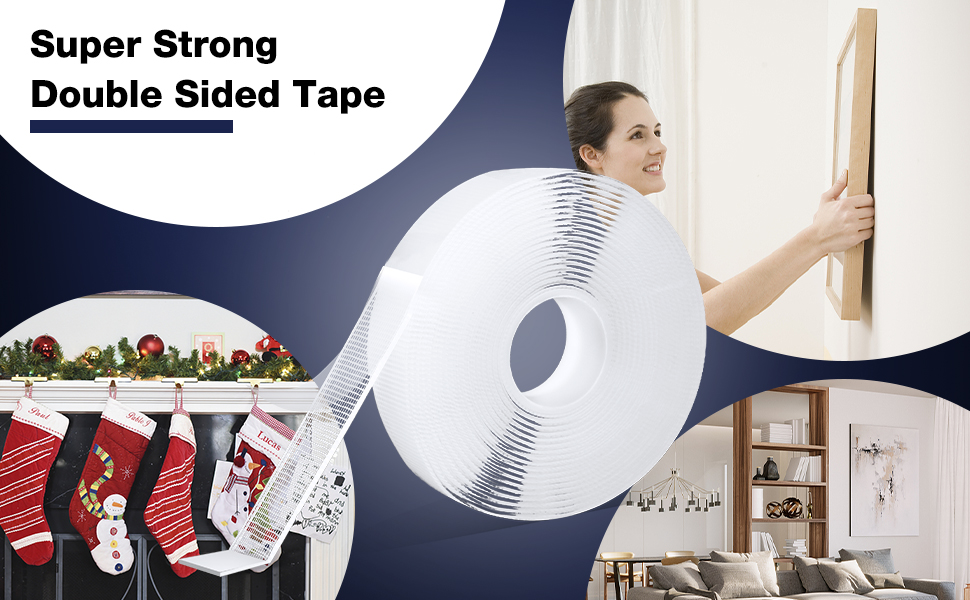 Amazon.com: Double Sided Tape Heavy Duty - 1 IN 16.5 FT Super Strong Nano Double Sided Adhesive ...