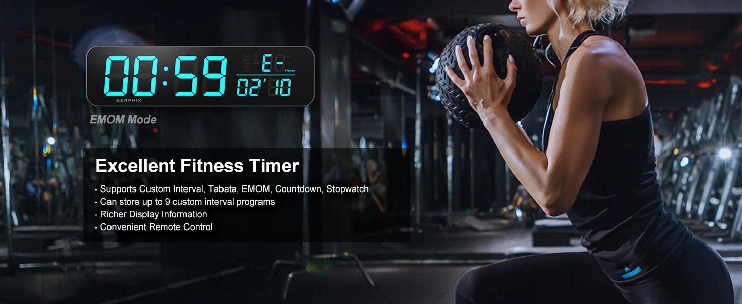 Amazon.com: SERPHIX 15.2" Gym Timer with 10 LED Colors, Voice Countdown Alert & Bluetooth ...