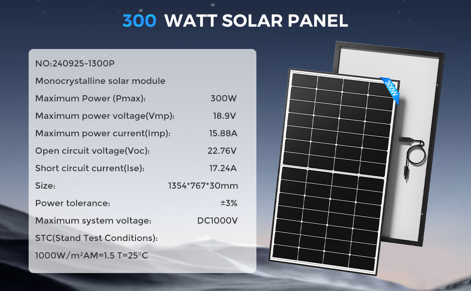 Amazon.com : Solar Panels 300 Watt 12 Volt, 10BB Busbar-Less Technology 25% High Efficiency ...