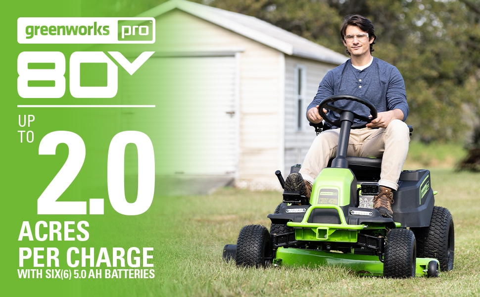 Amazon.com : Greenworks PRO 80V 42” Riding Lawn Mower, CROSSOVERT Electric Lawn Mower, Including ...