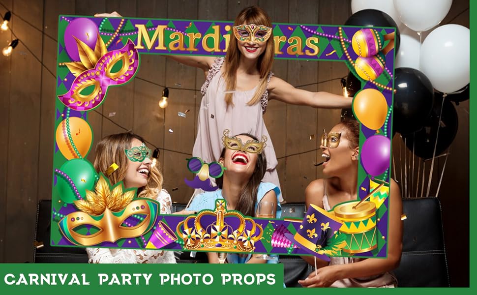 Amazon.com: Mardi Gras Party Photo Booth Props,16Pc Mardi Gras Mask ...