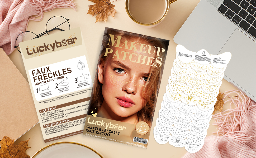 Amazon.com : Face Glitter Freckles, Gold Face Tattoo Makeup Patches, Speckles Sparkle Beauty ...