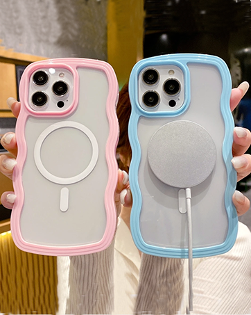 Amazon.com: QLTYPRI Magnetic for iPhone 16 Case Compatible with Magsafe, Cute Curly Wave Frame ...