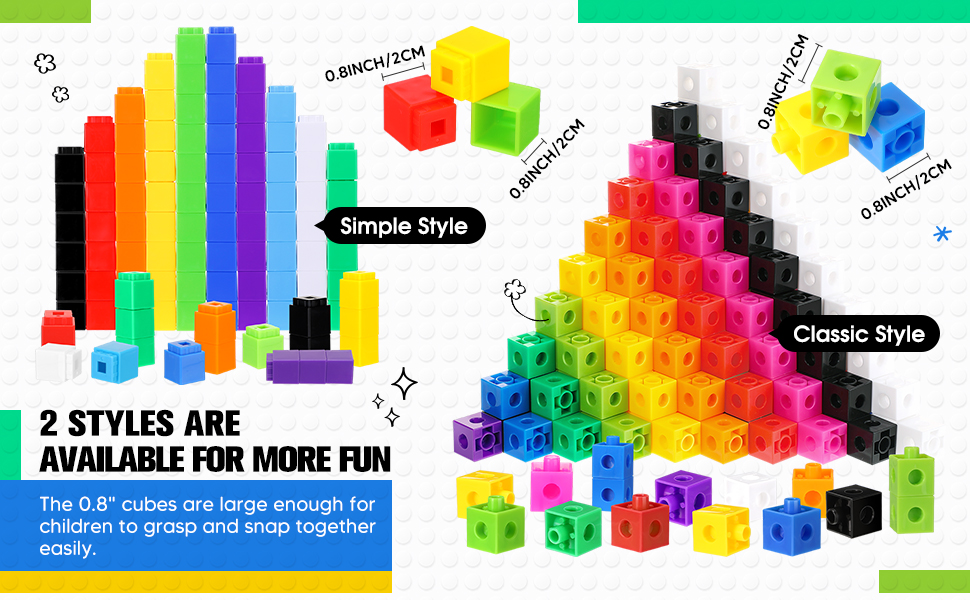 Jenaai 1000 Pieces Linking Counting Cubes Plastic Counting Blocks Colorful Math