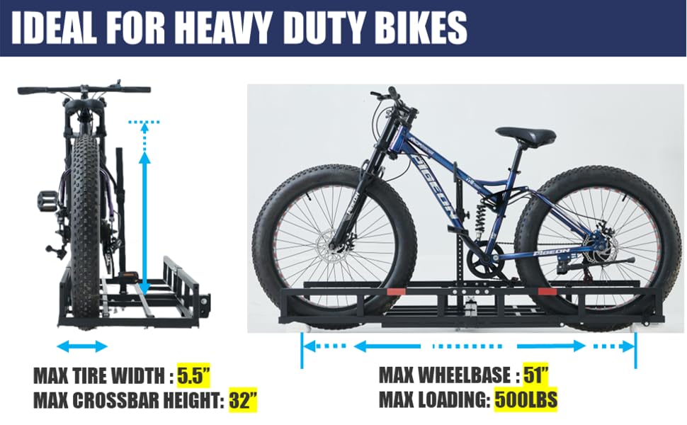 Amazon.com: Hitch-Mount Bike Rack for Ebike Heavy-Duty - Comes with Cargo Carrier Fits 2 ...
