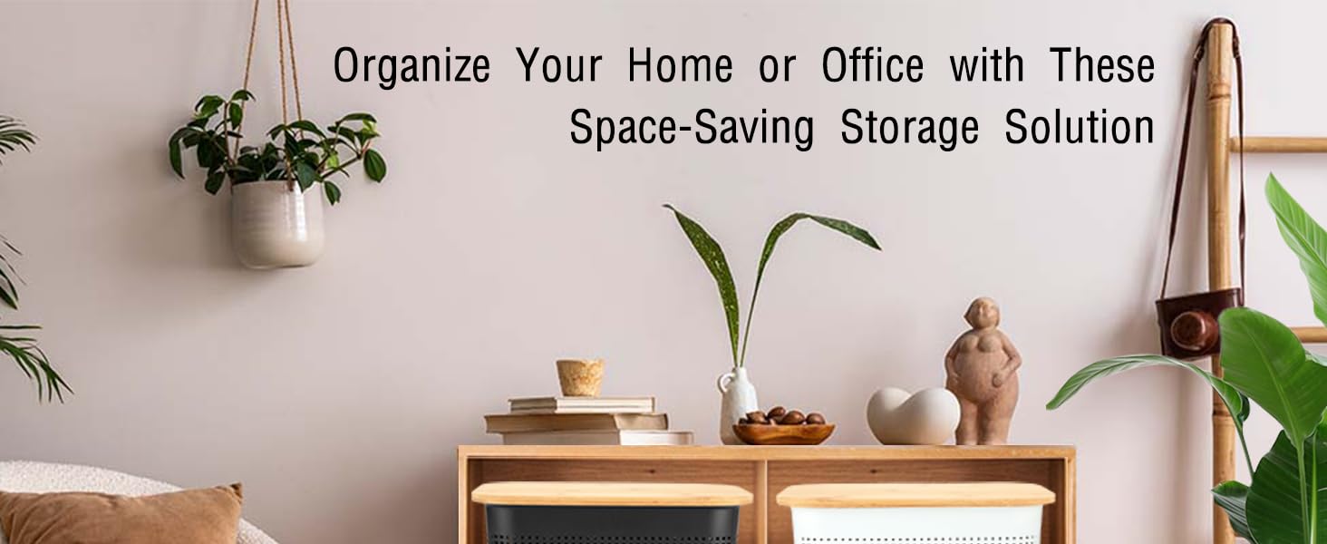 Amazon.com - AREYZIN Plastic Storage Bins with Bamboo lids and ...