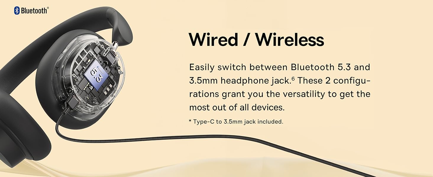 Baseus Bowie D05 Wireless Headphone, 70H Playtime Bluetooth Headphones with EQ Modes, Built-in ...