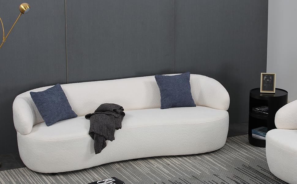 Amazon.com: JUSTONE Mid Century Modern Curved Living Room Sofa, 3-Seat ...