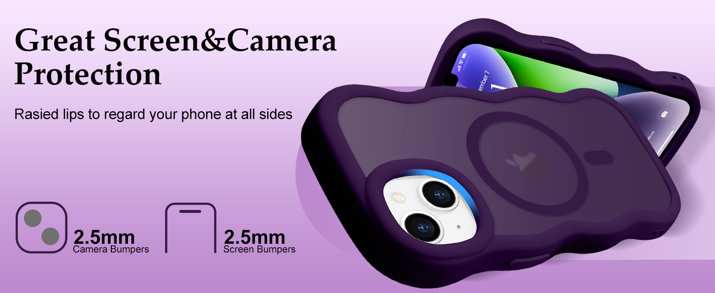 Amazon.com: Pepmune for iPhone 14 Plus/iPhone 15 Plus Case, Curly Wave Frame Hard Translucent ...