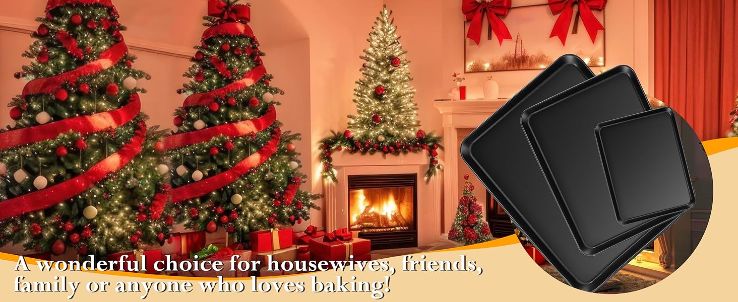 Non-Stick Baking Trays, Homikit Carbon Steel Sheet Pan Set of 3 ...
