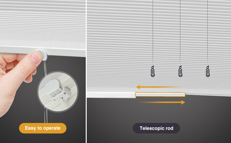 Amazon.com: Ilot Queyries No Tools No Drill Blackout Cellular Shades 【Adhesive Trimmable ...