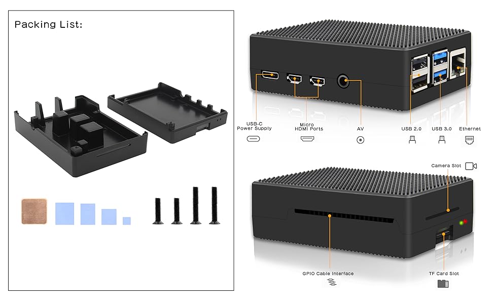 Amazon.com: Geekworm for Raspberry Pi 4 Case (P330), Massage Heatsink ...