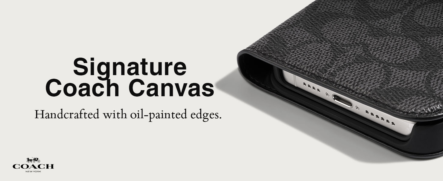 Amazon.com: Coach Signature Canvas Two Piece Detachable Wallet Folio iPhone 15 Pro Case ...