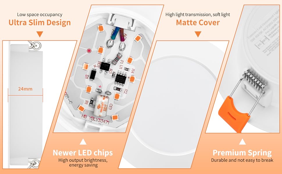 Tomosu LED Recessed Ceiling Lights Dimmable, Cool White 6000K, IP44 LED Downlights Ceiling 5W ...