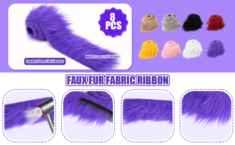 Amazon.com: 8 Pcs Faux Fur Strips for Therian Mask Fluffy Fuzzy Fabric ...
