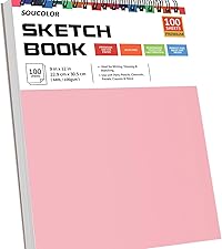 Amazon.com: Soucolor 9" x 12" Sketch Book, 1-Pack 100 Sheets Spiral Bound Art Sketchbook, (68lb ...