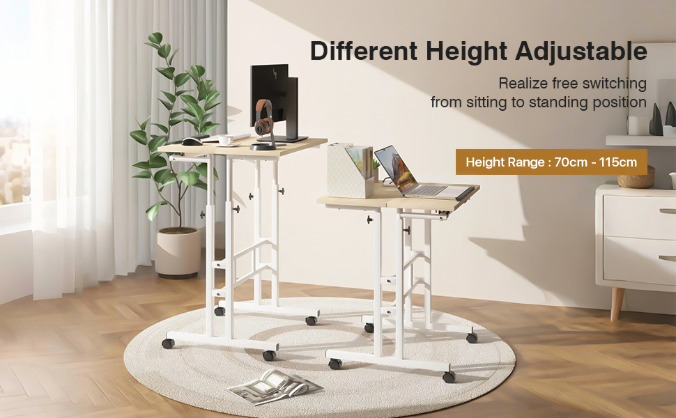 Livzing Height Adjustable Lapdesks with Locking Wheels-Wooden Multi ...