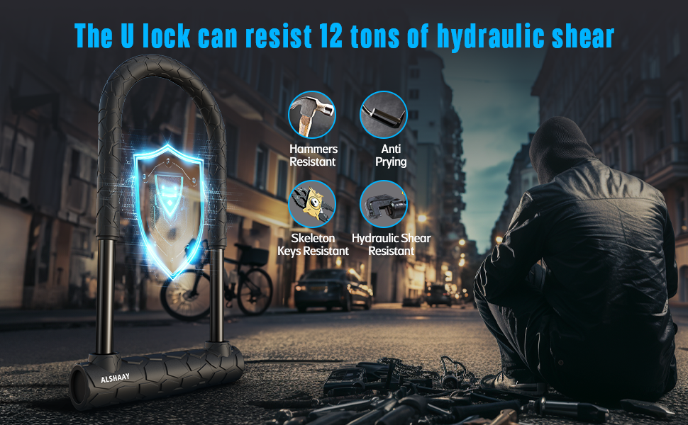 Amazon.com : Alshaay Bike U Locks Heavy Duty Anti Theft, 20mm U Lock Bike Super Strong 12 Ton ...