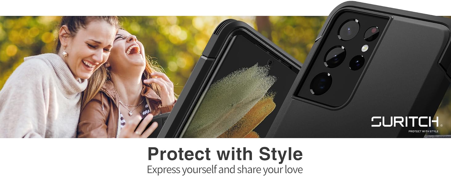 Amazon.com: SURITCH for Samsung Galaxy S21 Ultra Case, [2 Front Frames] Full-Body Heavy Duty ...