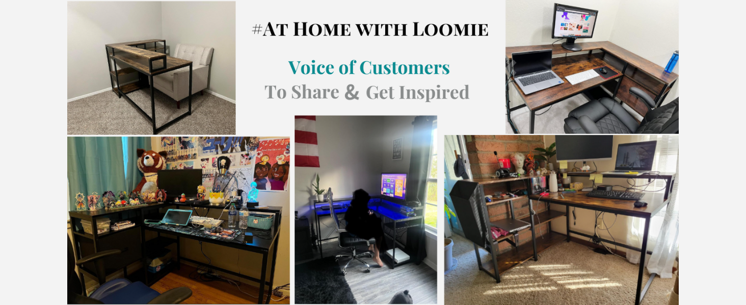 Amazon.com: Loomie Escritorio reversible en forma de L con cajón, escritorio industrial de ...