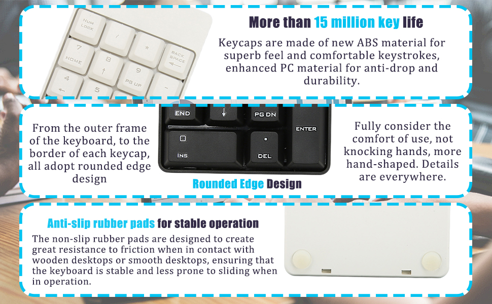 Wireless Number Pad, 2.4GHz Numeric Keypad, Portable Mini USB Keypads, Financial Accounting ...