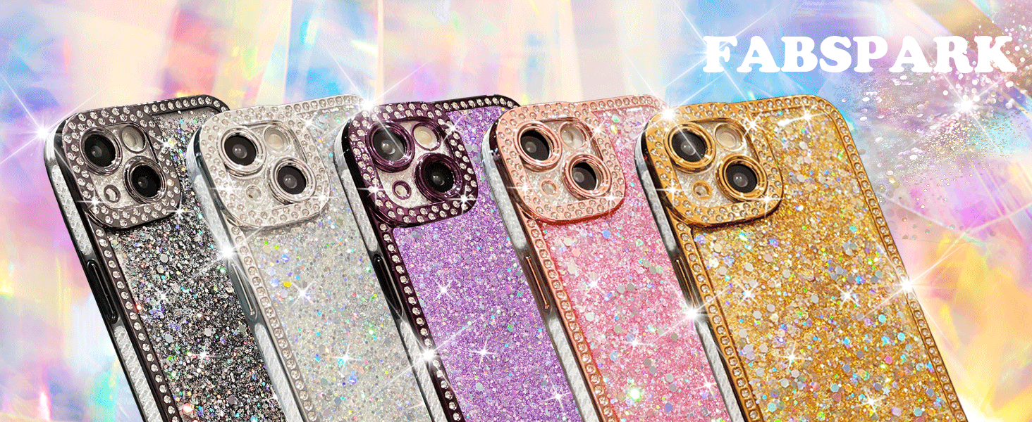Amazon.com: FABSPARK Case for iPhone 14,Glitter Crystal Diamond Rhinestones Sequin Shiny Bling ...